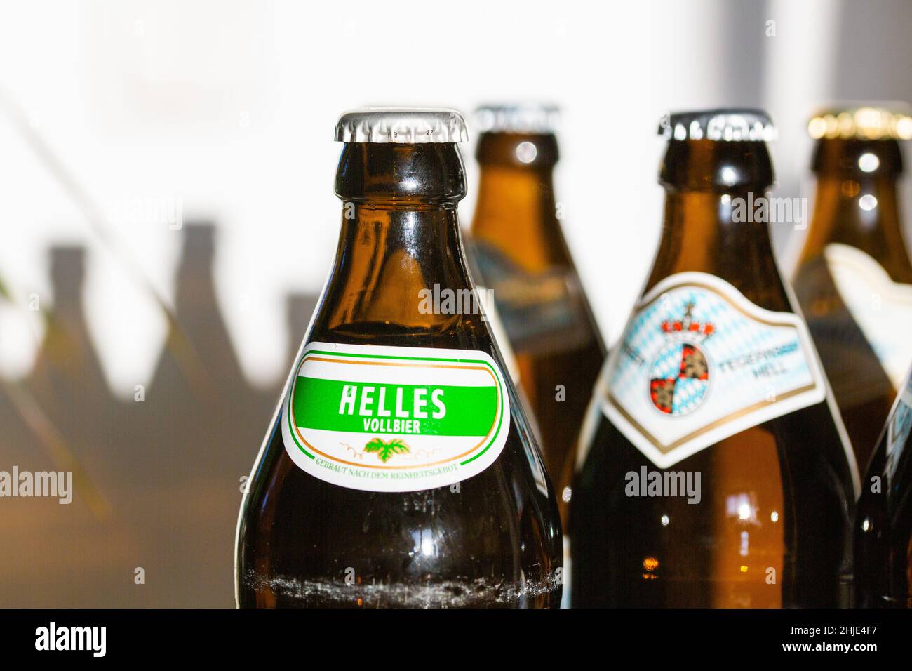 Berlin, Germany. 28th Jan, 2022. Various pale beers from Bavaria are on ...