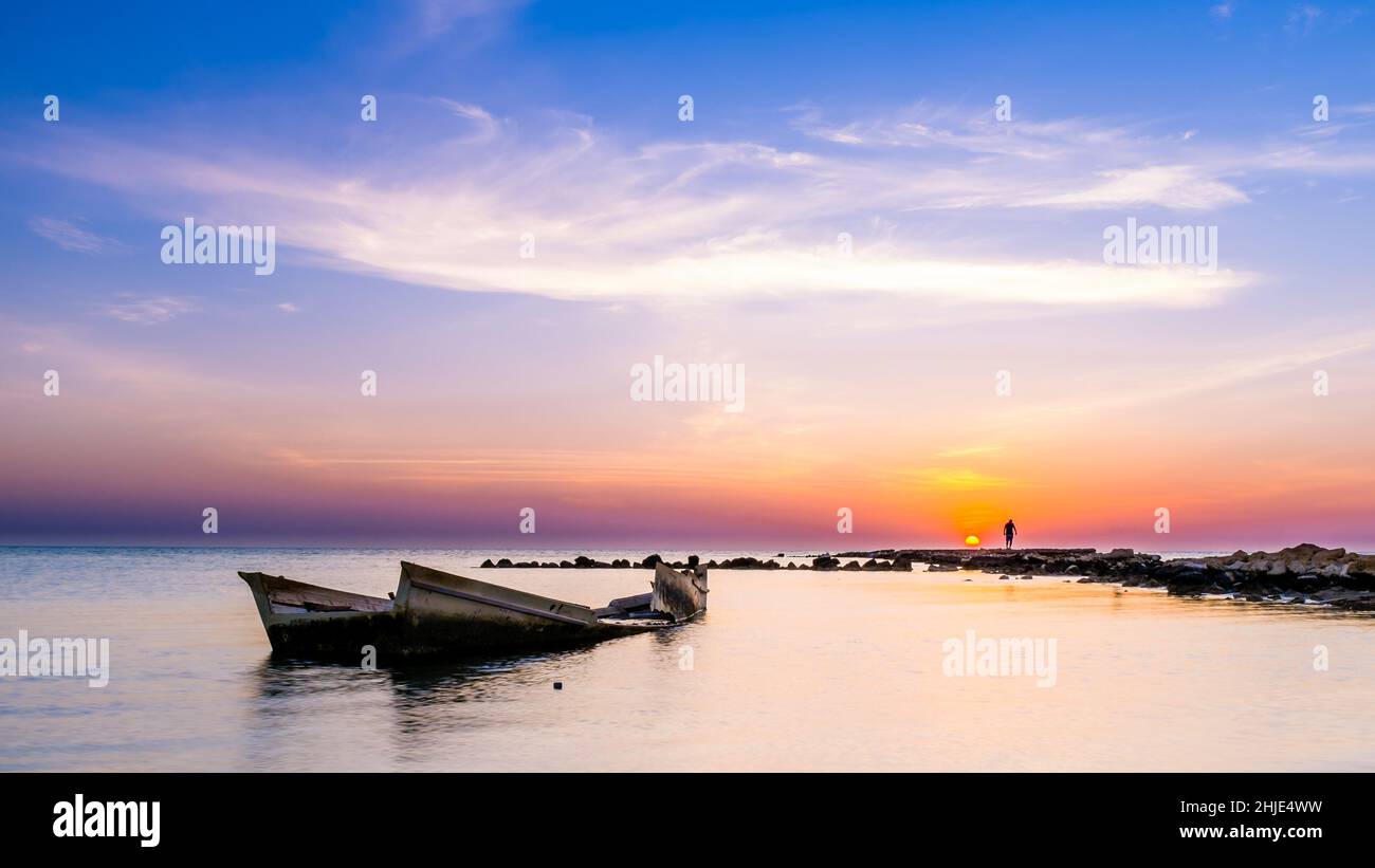 Sunset Scape along Coastline in Bahrain Stock Photo - Alamy
