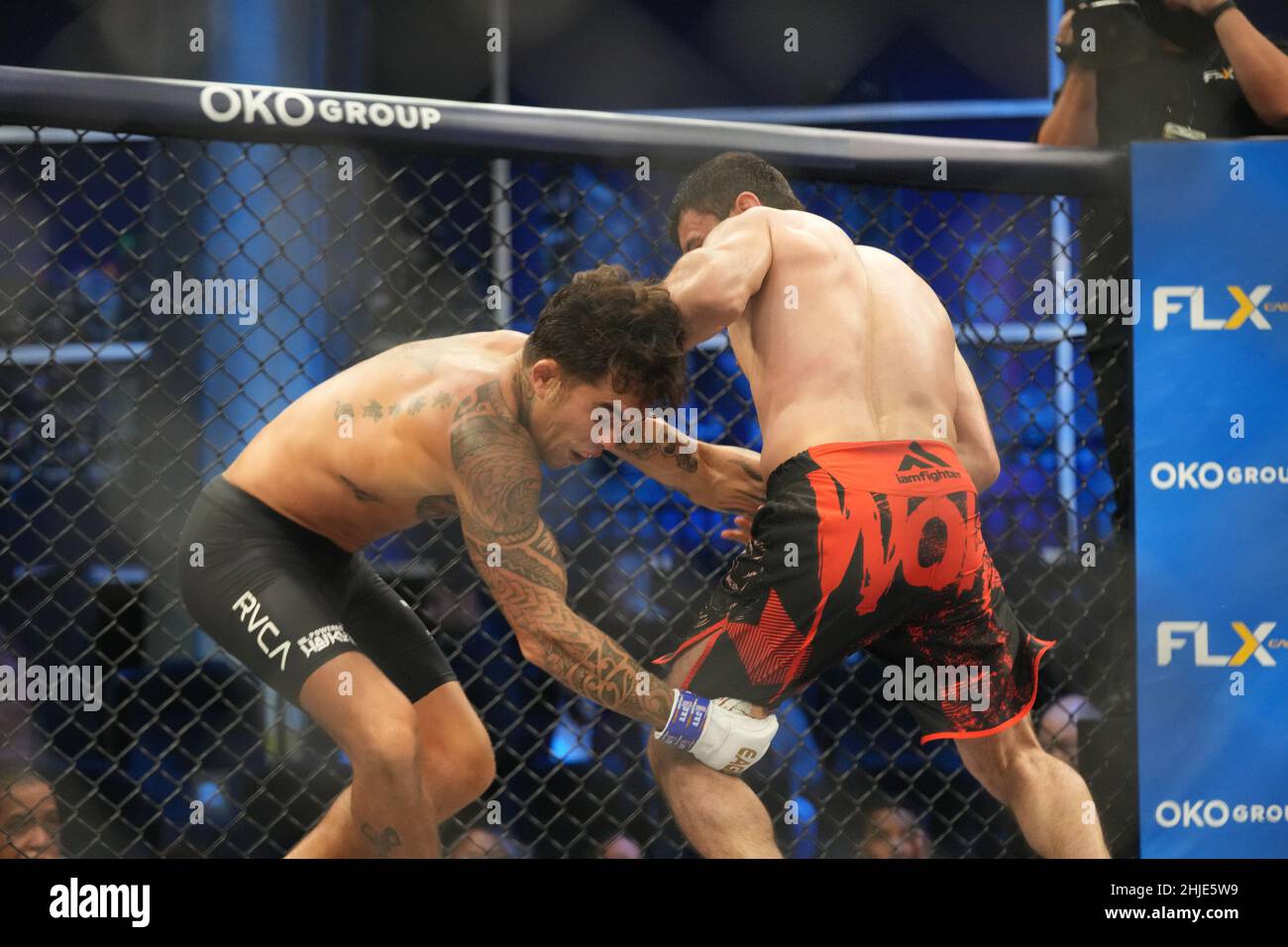 MIAMI, FL- JANUARY 28: Loik Radzhabov vs. Zach Zane meet in the cage ...