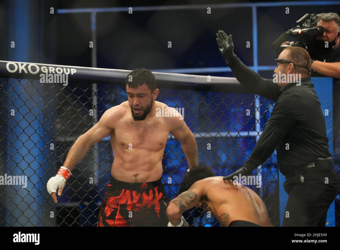 MIAMI, FL- JANUARY 28: Loik Radzhabov vs. Zach Zane meet in the cage ...