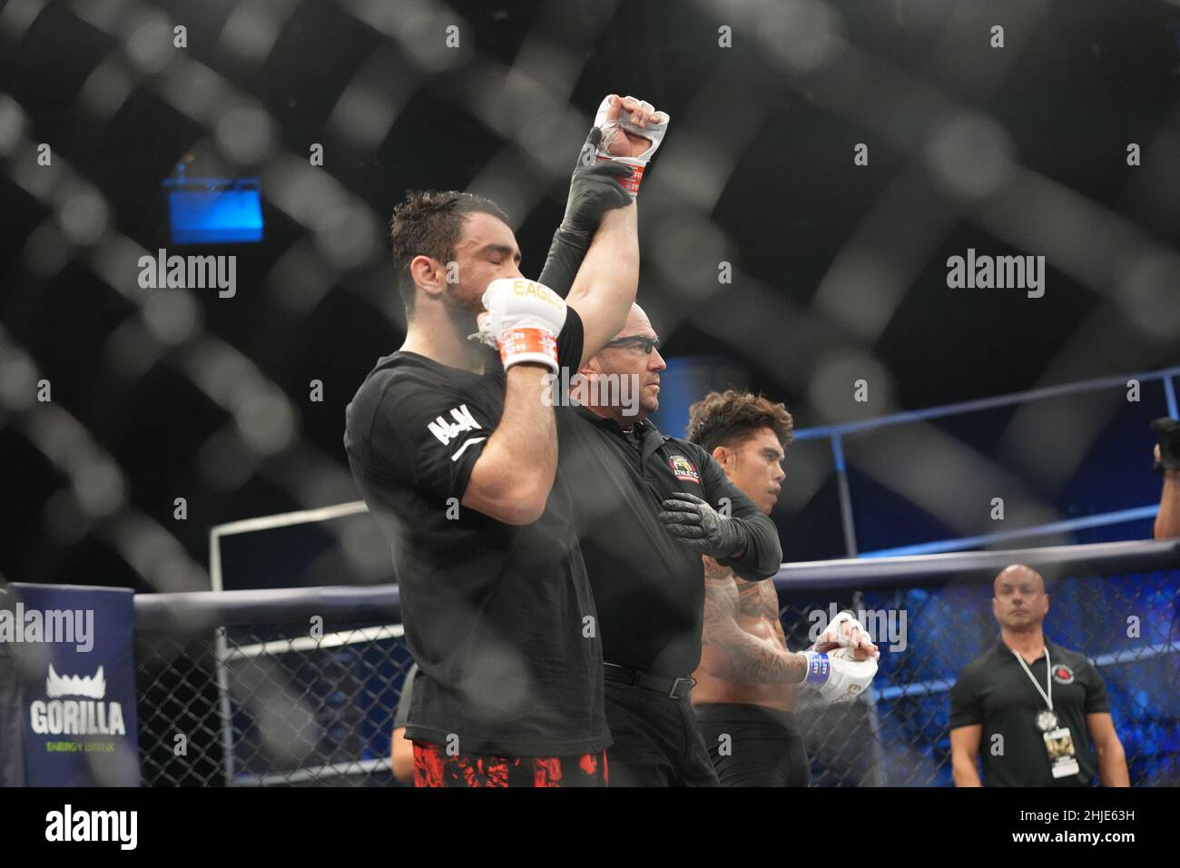 MIAMI, FL- JANUARY 28: Loik Radzhabov vs. Zach Zane meet in the cage ...