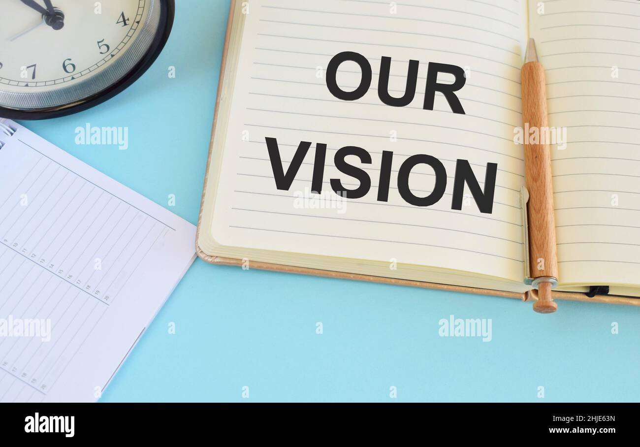 light blue background. Top view. Repairing concept. OUR VISION Stock ...