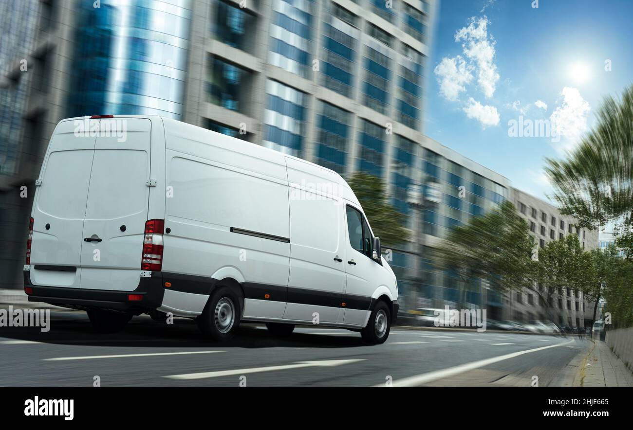 delivery van on the road Stock Photo - Alamy