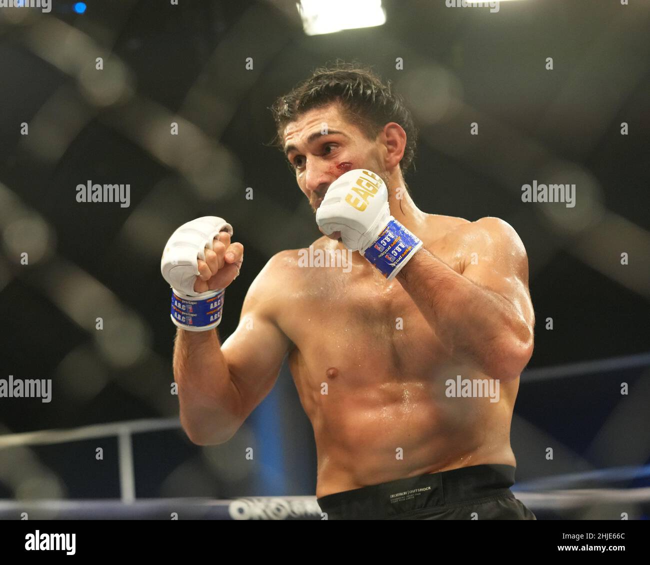 MIAMI, FL, Miami, Florida, USA. 28th Jan, 2022. MIAMI, FL- JANUARY 28: Arman Ospanov vs. Dylan ...