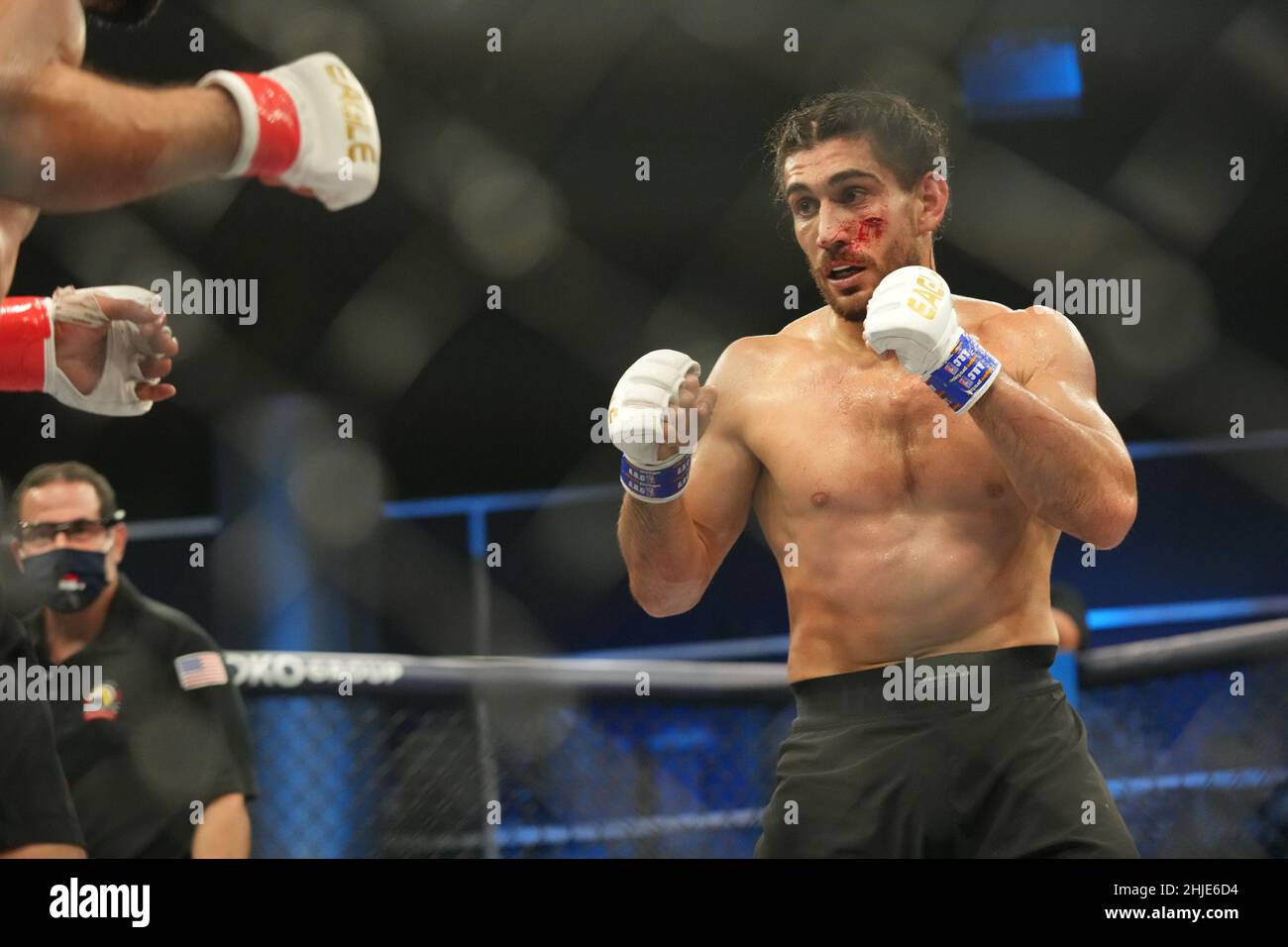 MIAMI, FL, Miami, Florida, USA. 28th Jan, 2022. MIAMI, FL- JANUARY 28: Arman Ospanov vs. Dylan ...