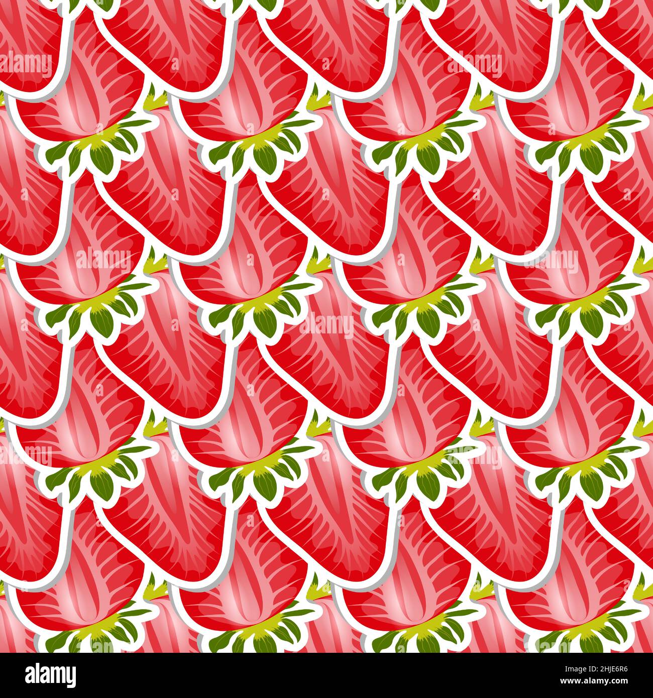 Beautiful seamless pattern of strawberry pieces. Vector berry ...