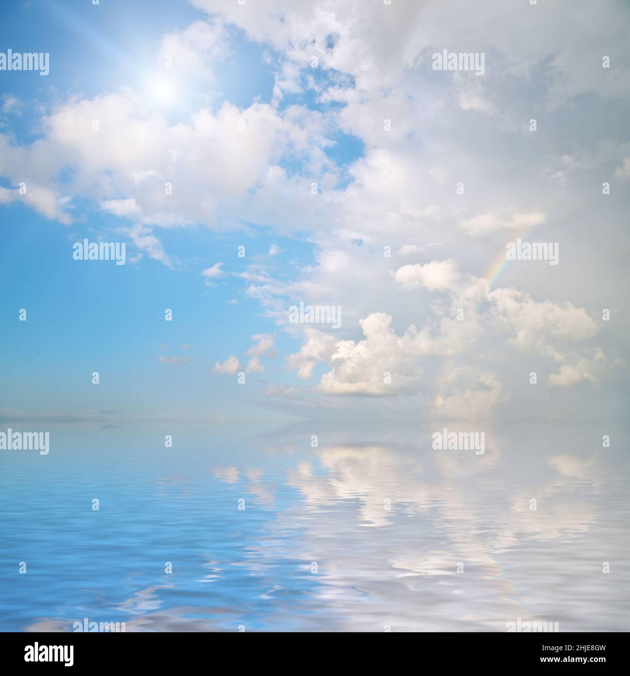 Sky background and water reflection. Element of design Stock Photo - Alamy