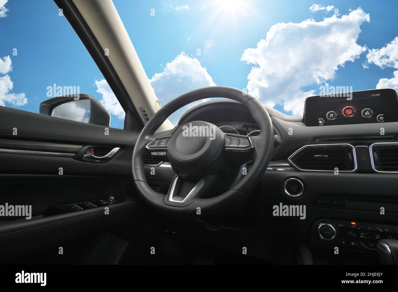 Travel in car. Element of design. Dashboard panel inside automobile and ...