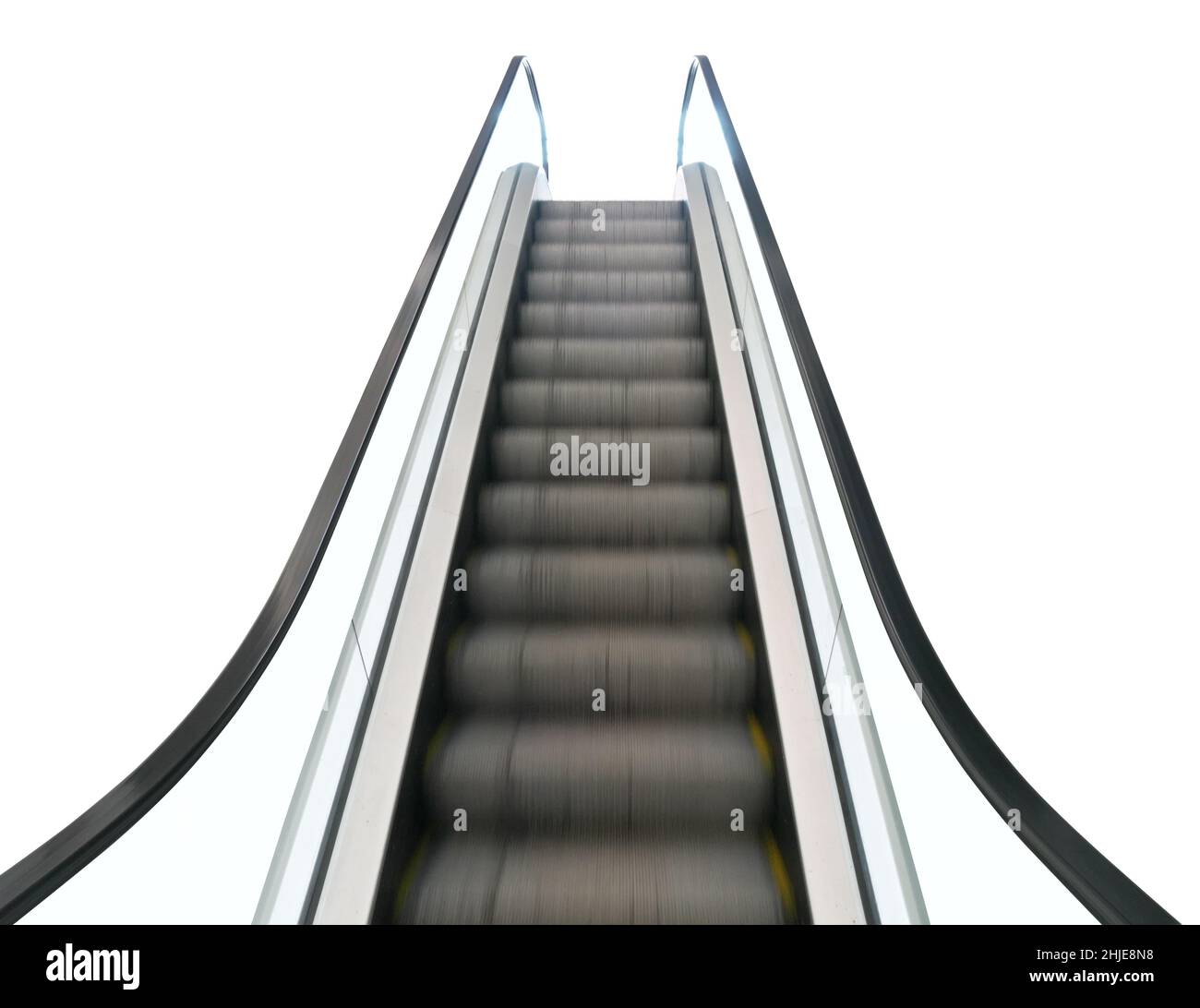 Escalator outside shopping mall isolated on white background with ...