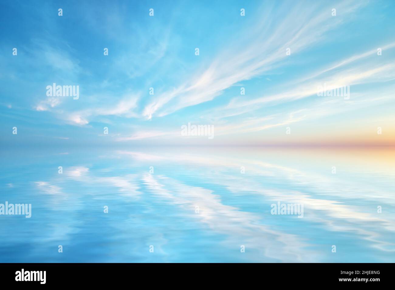 Sky background and water reflection. Element of design Stock Photo - Alamy
