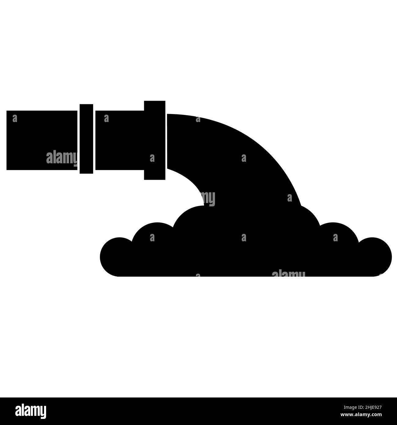 factory waste icon on white background. clean water flow out to river ...