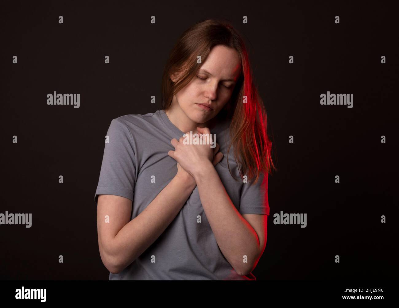 Woman suffering from soul hurt, loos of hope. Concept of grief, despair ...