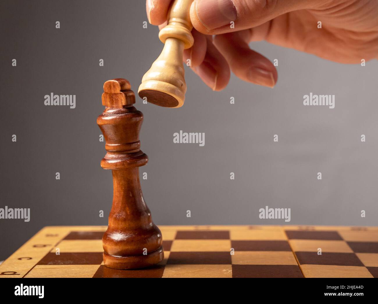 Business strategy concept. Knight making final last step to make ...