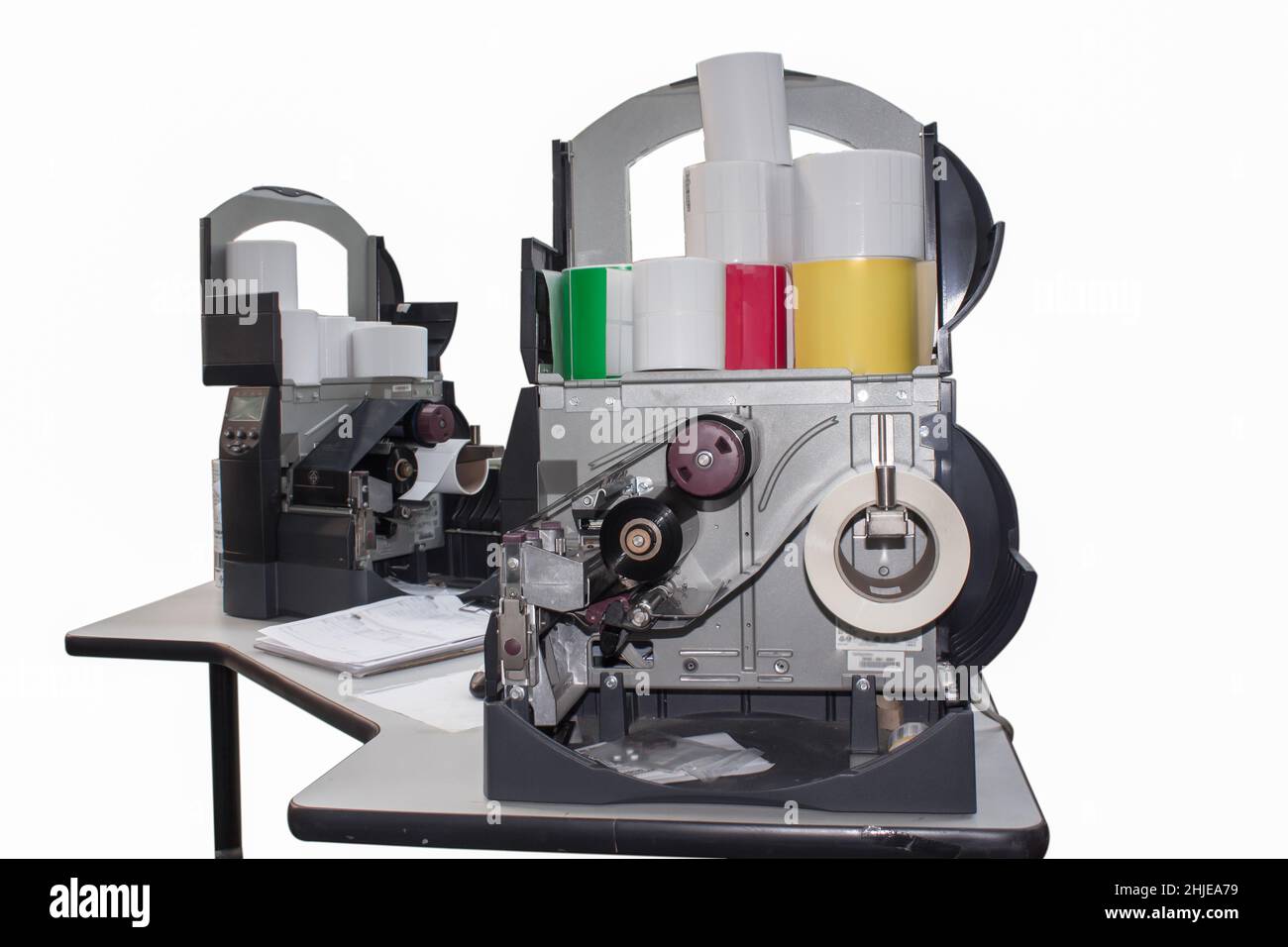 barcode printer on a white background Stock Photo - Alamy