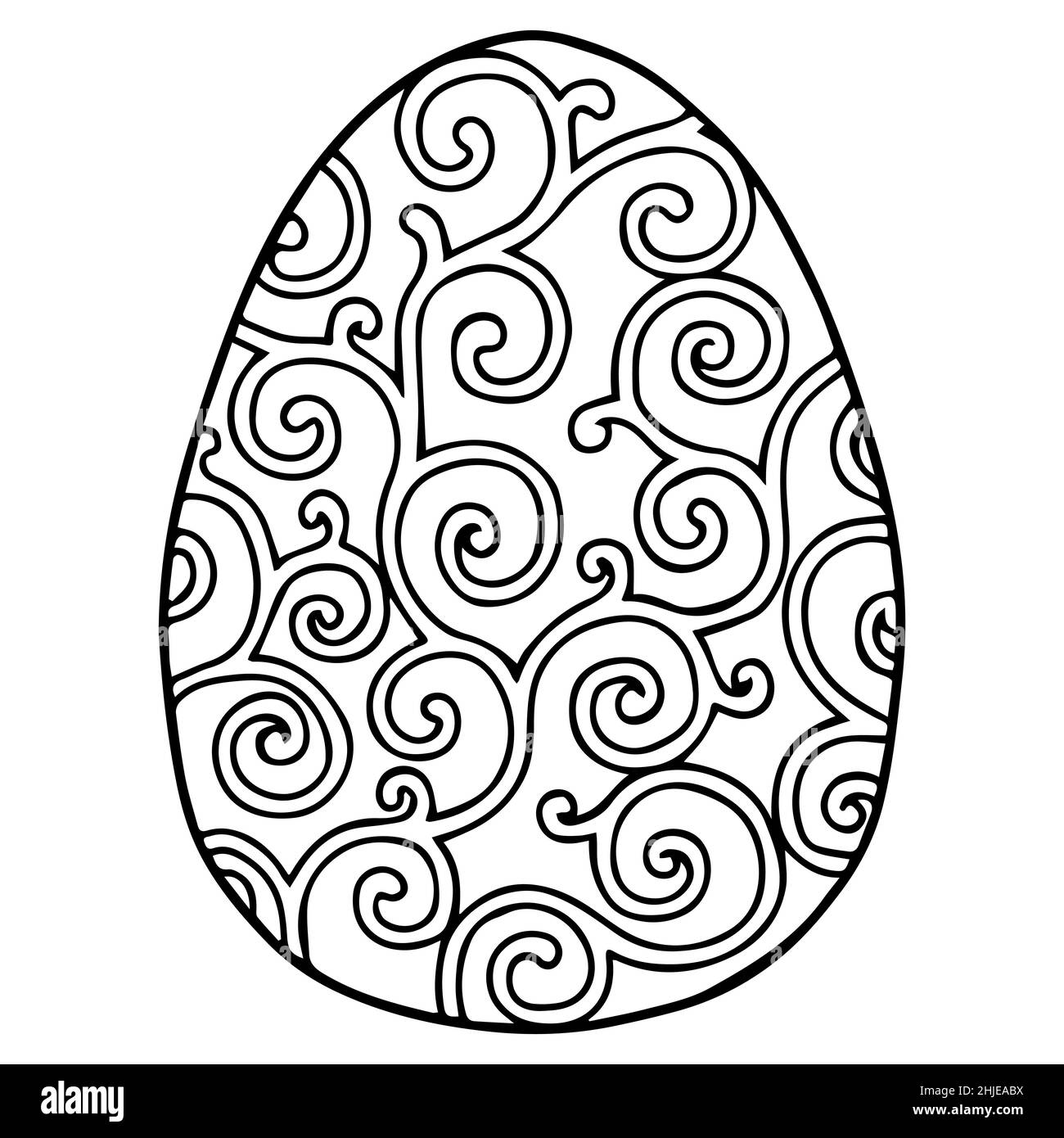 Vector easter egg coloring book page for adult coloring. Black ...