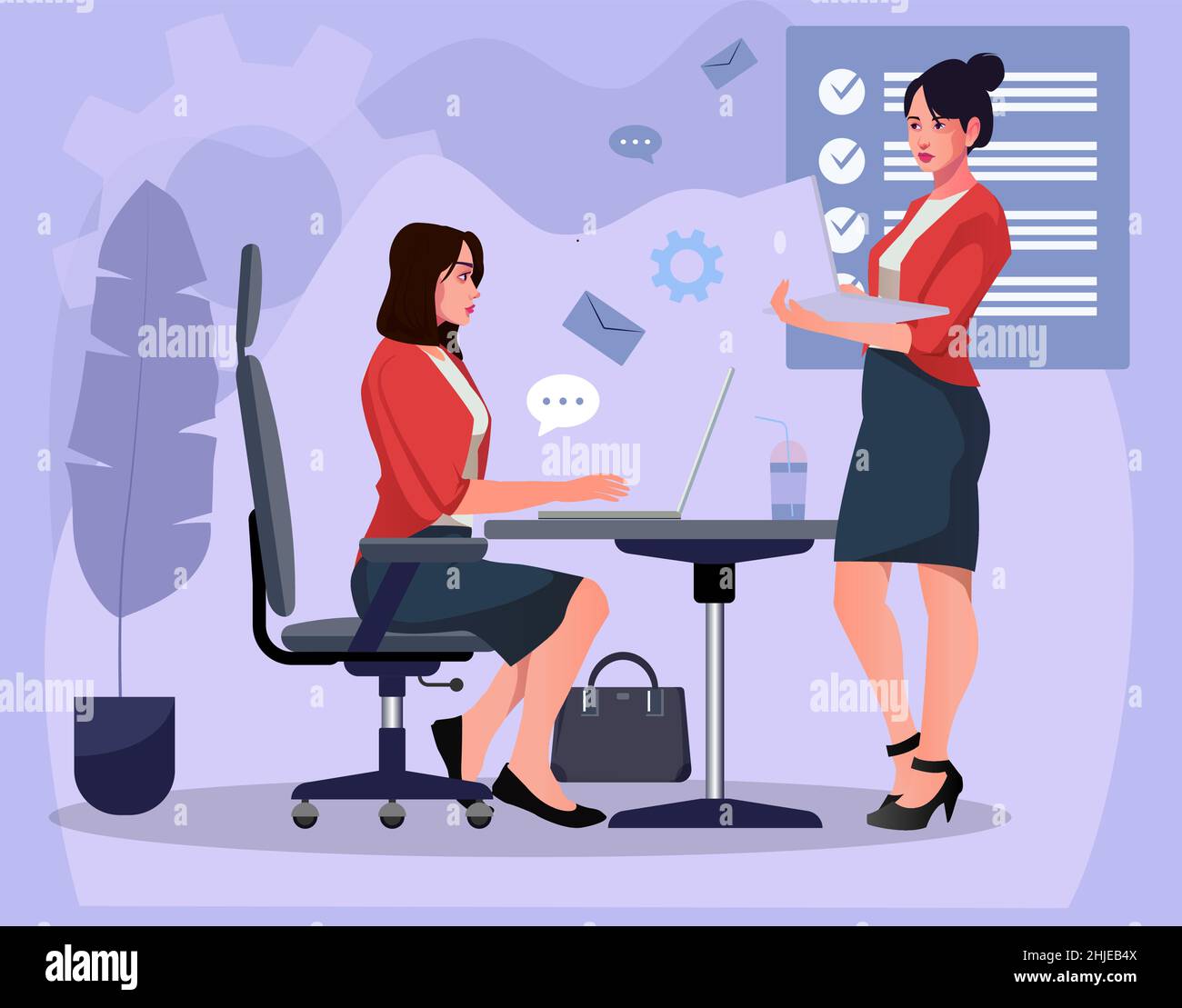 set of working women vector characters design in office clothes ...