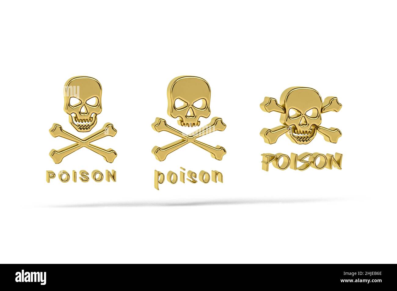 Golden 3d poison icon isolated on white background - 3d render Stock ...