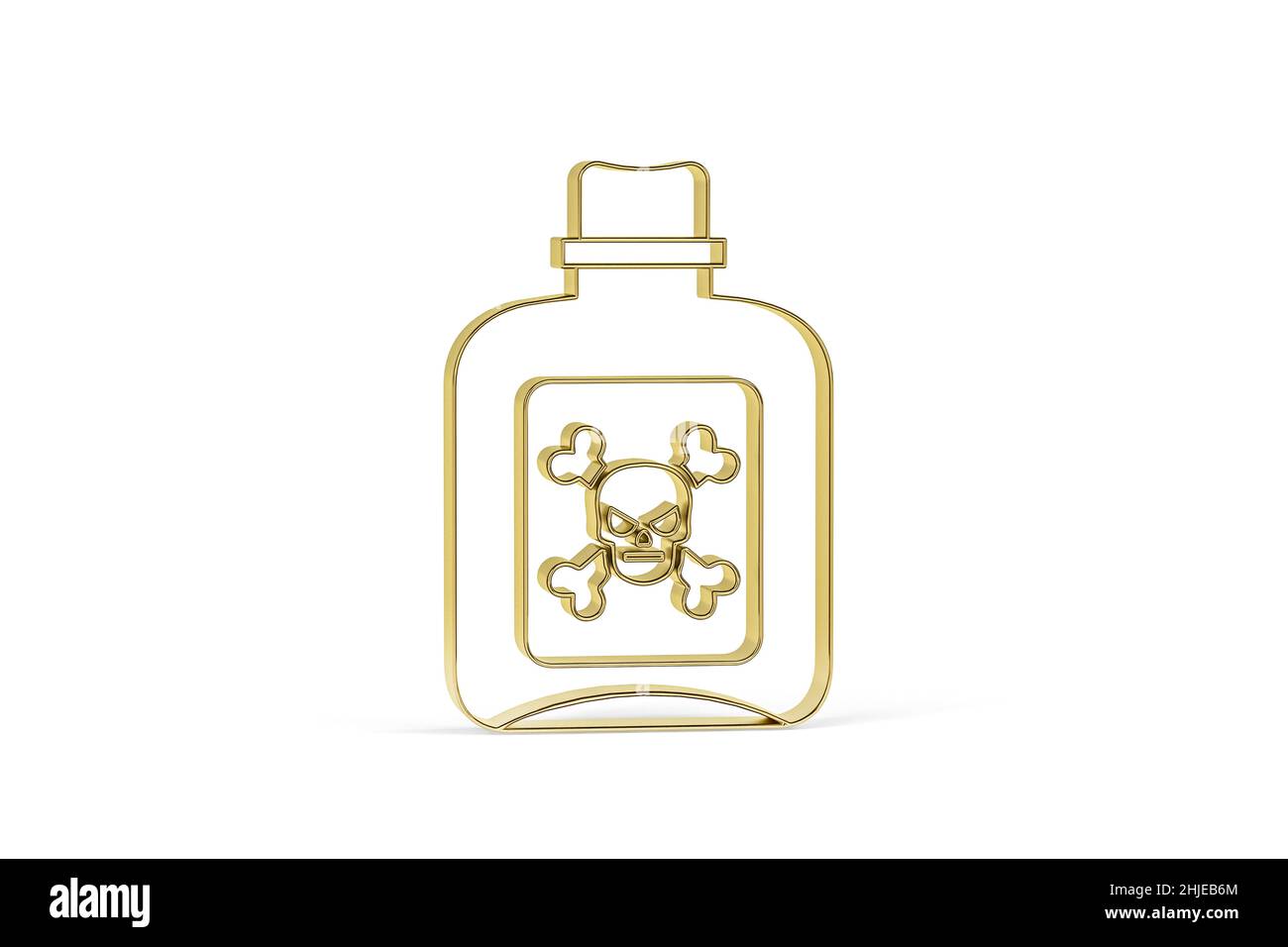 Golden 3d poison icon isolated on white background - 3d render Stock ...