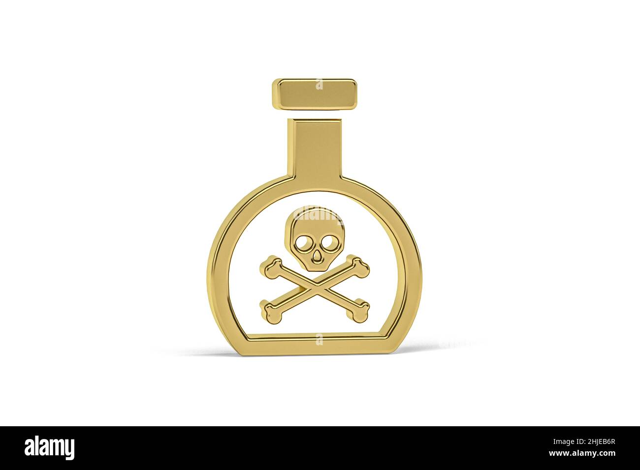 Golden 3d poison icon isolated on white background - 3d render Stock ...