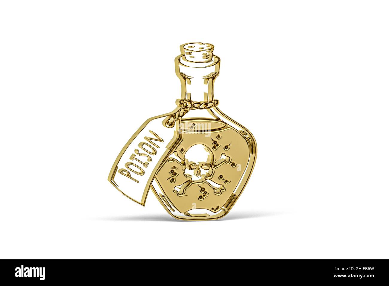 Golden 3d poison icon isolated on white background - 3d render Stock ...