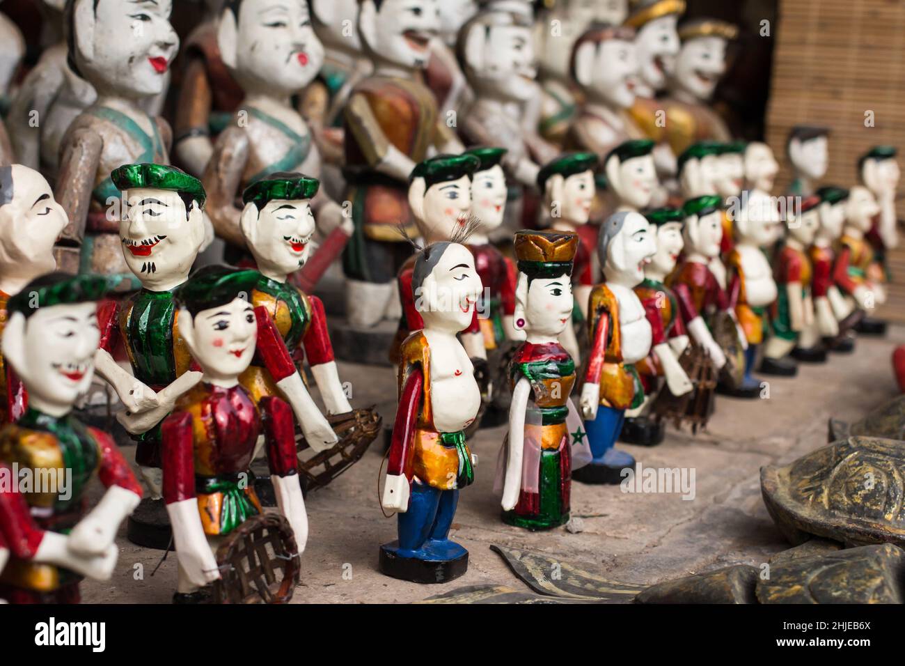 The Vietnamese traditional water puppets of the theater in Hanoi ...