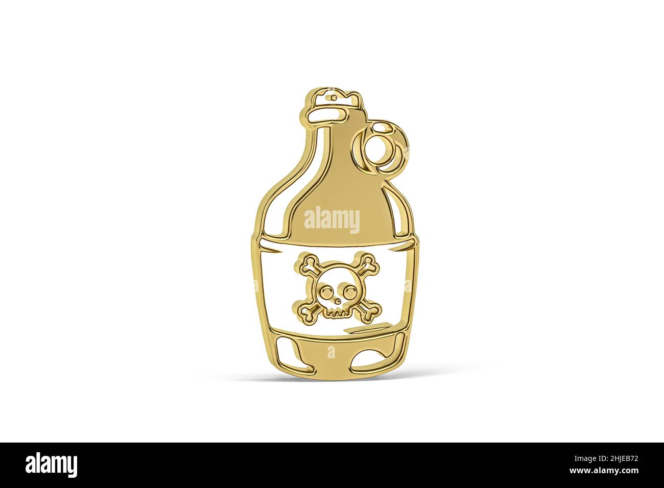 Golden 3d poison icon isolated on white background - 3d render Stock ...