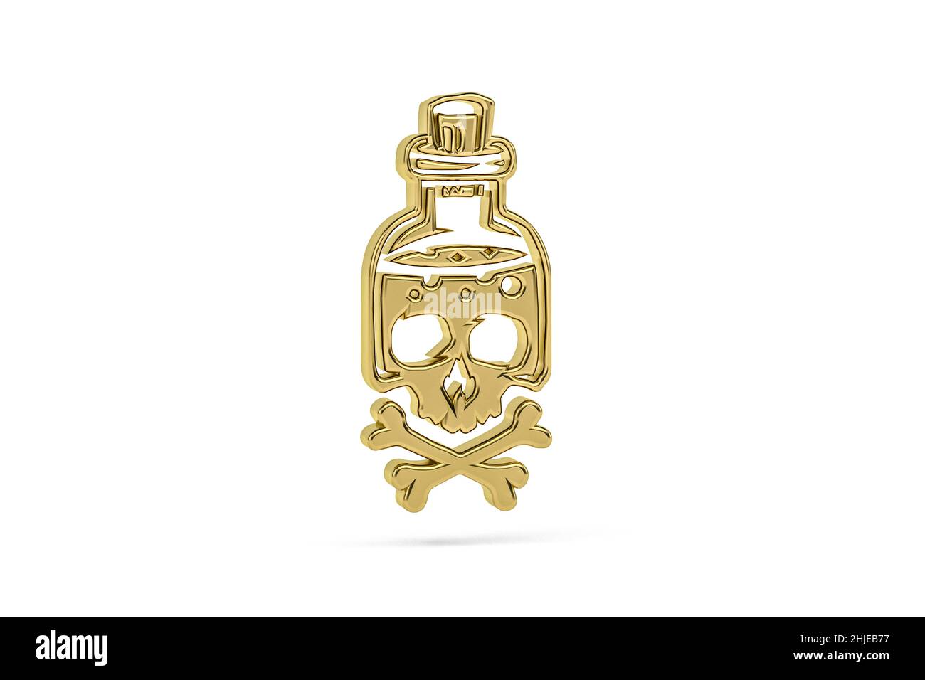 Golden 3d poison icon isolated on white background - 3d render Stock ...