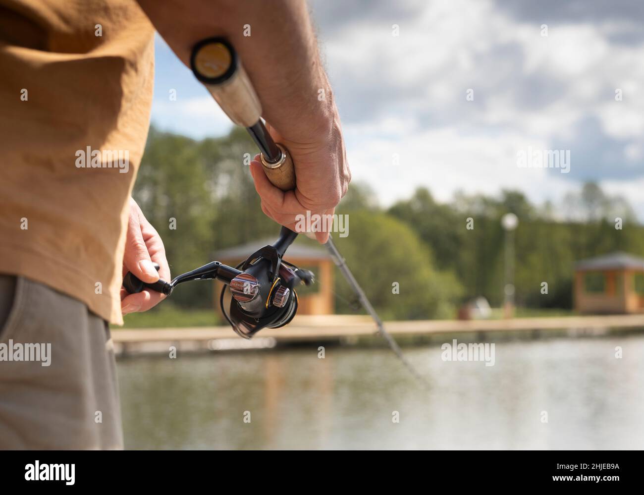 Close up hand holding pole hi-res stock photography and images - Alamy