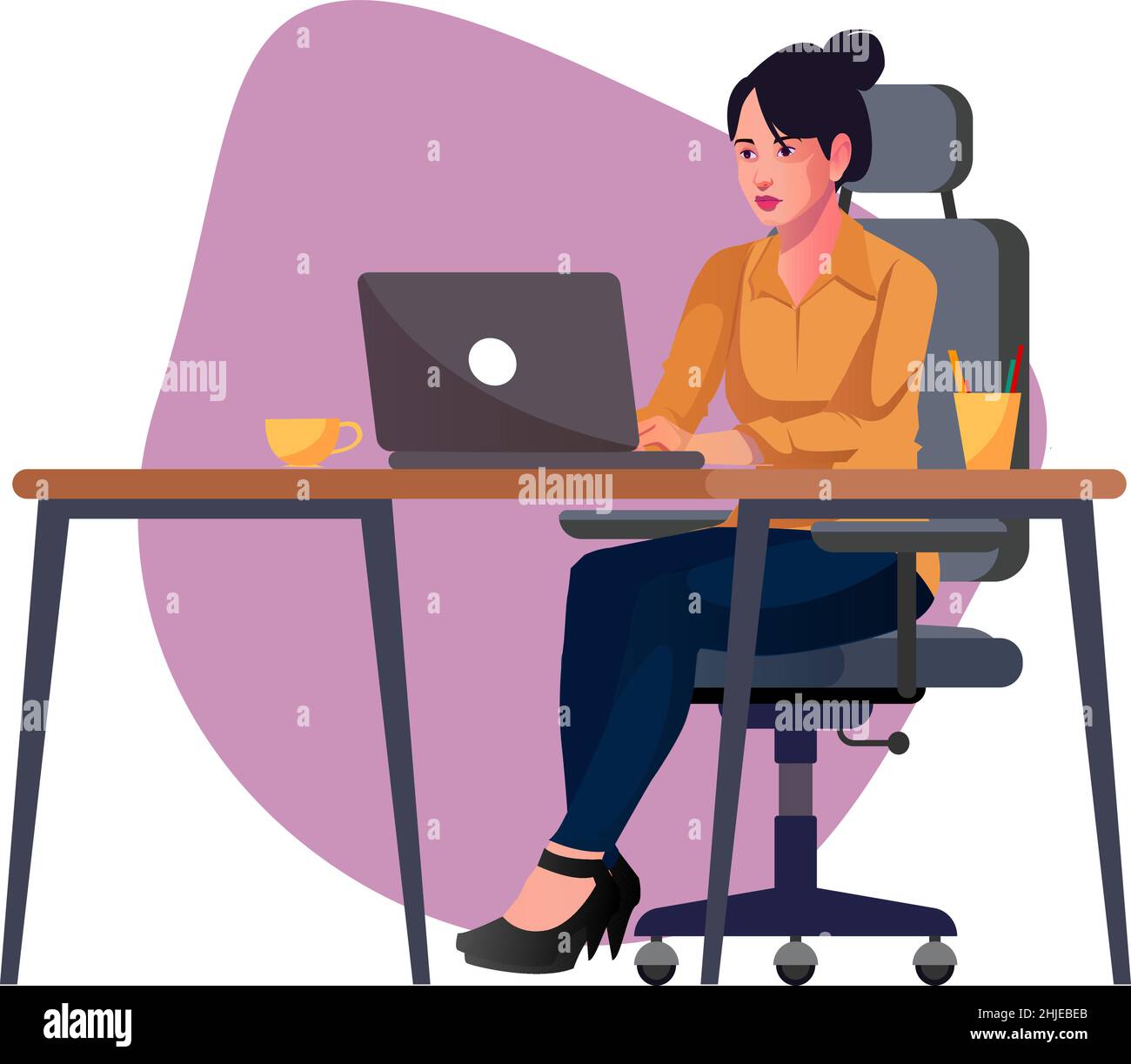 set of working women vector characters design in office clothes ...