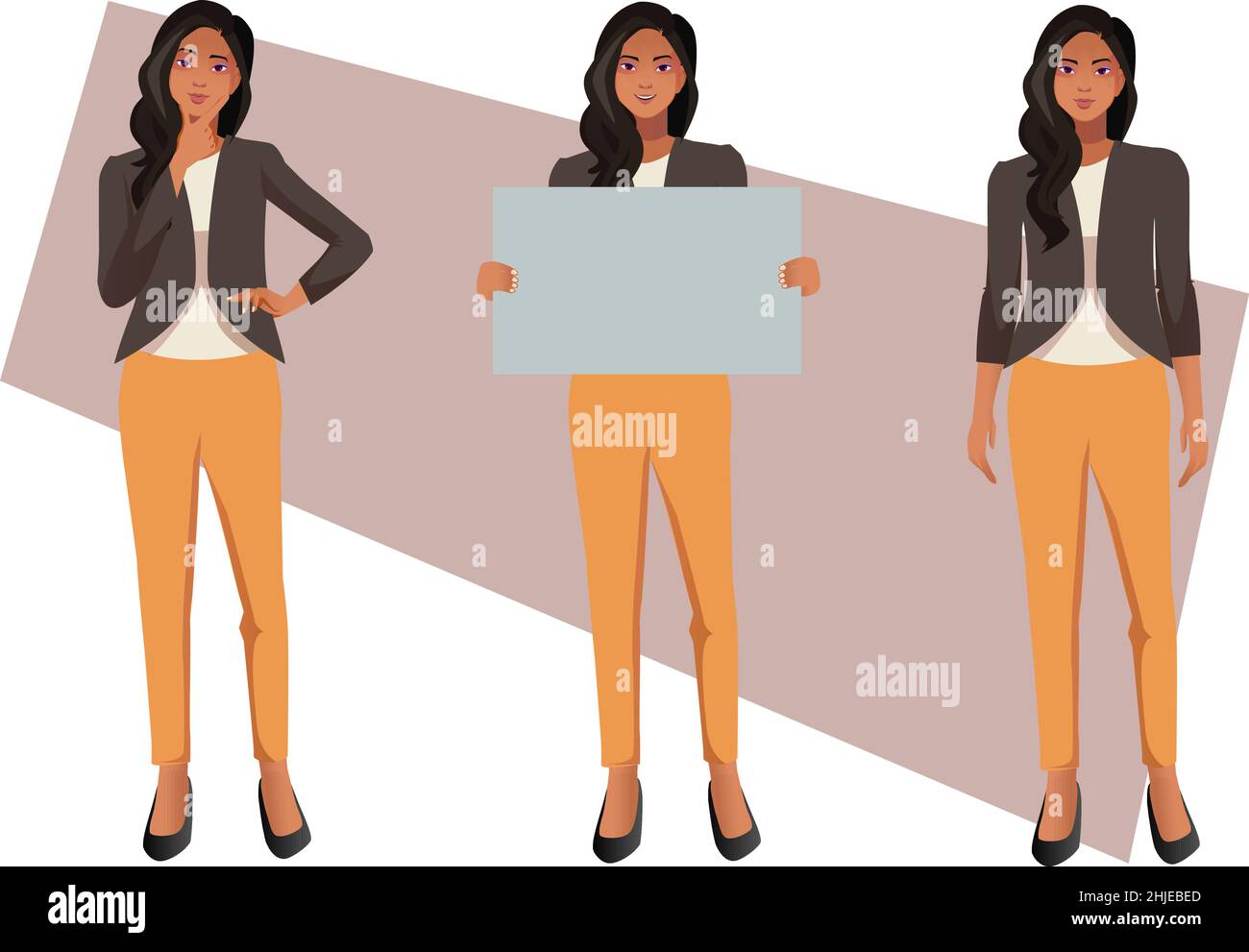 set of working women vector characters design in office clothes ...