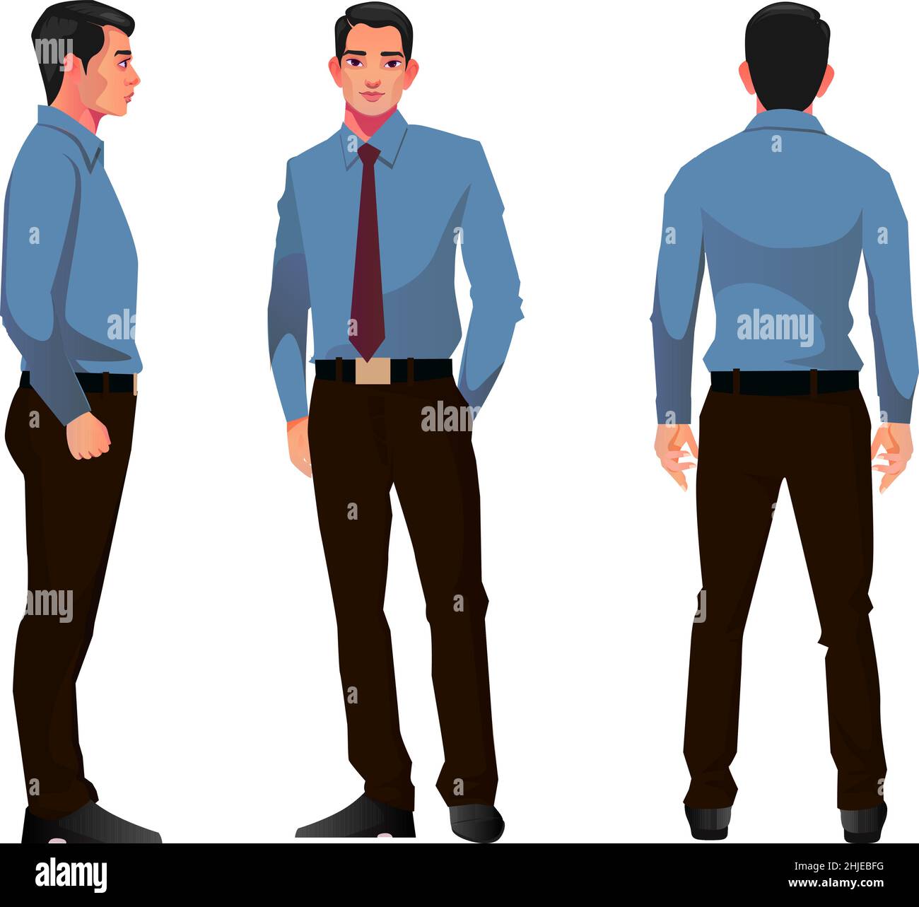 set of business men vector characters design diffrent posses front back ...