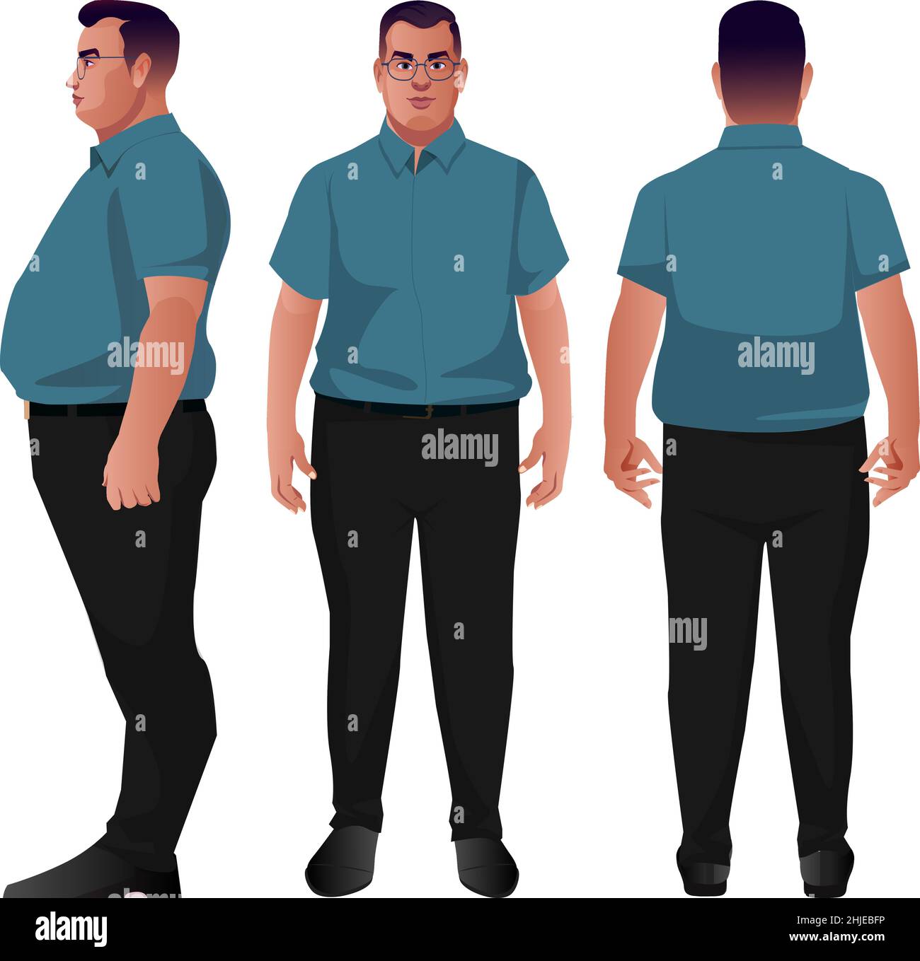 Set of fat business men vector characters design diffrent posses hi-res ...