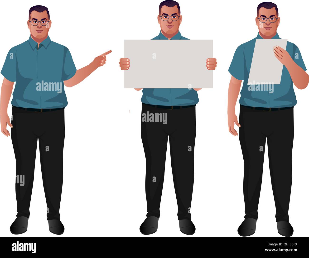 Set Of Fat Business Men Vector Characters Design Diffrent Posses High ...
