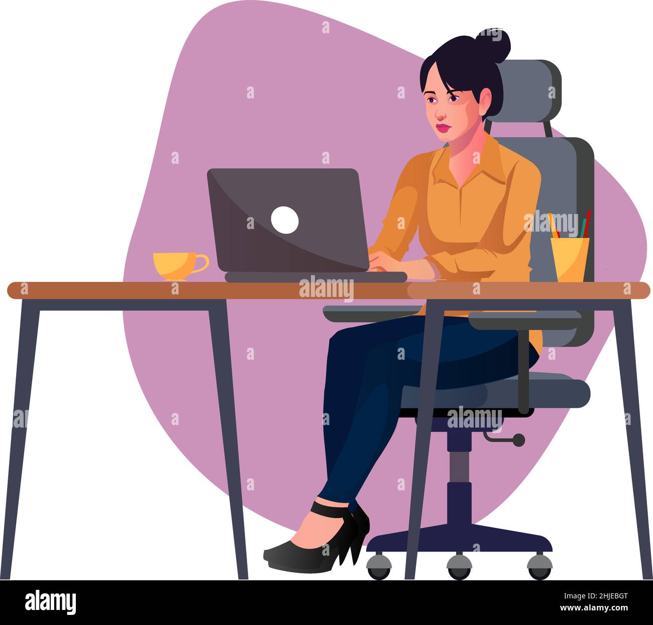 set of working women vector characters design in office clothes ...