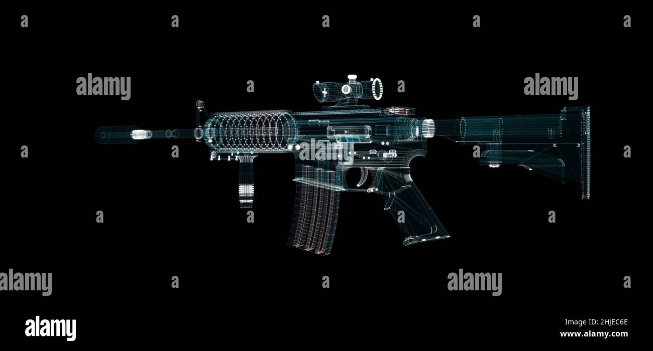 Submachine Gun Hologram. Weapon and Technology Concept Stock Photo - Alamy