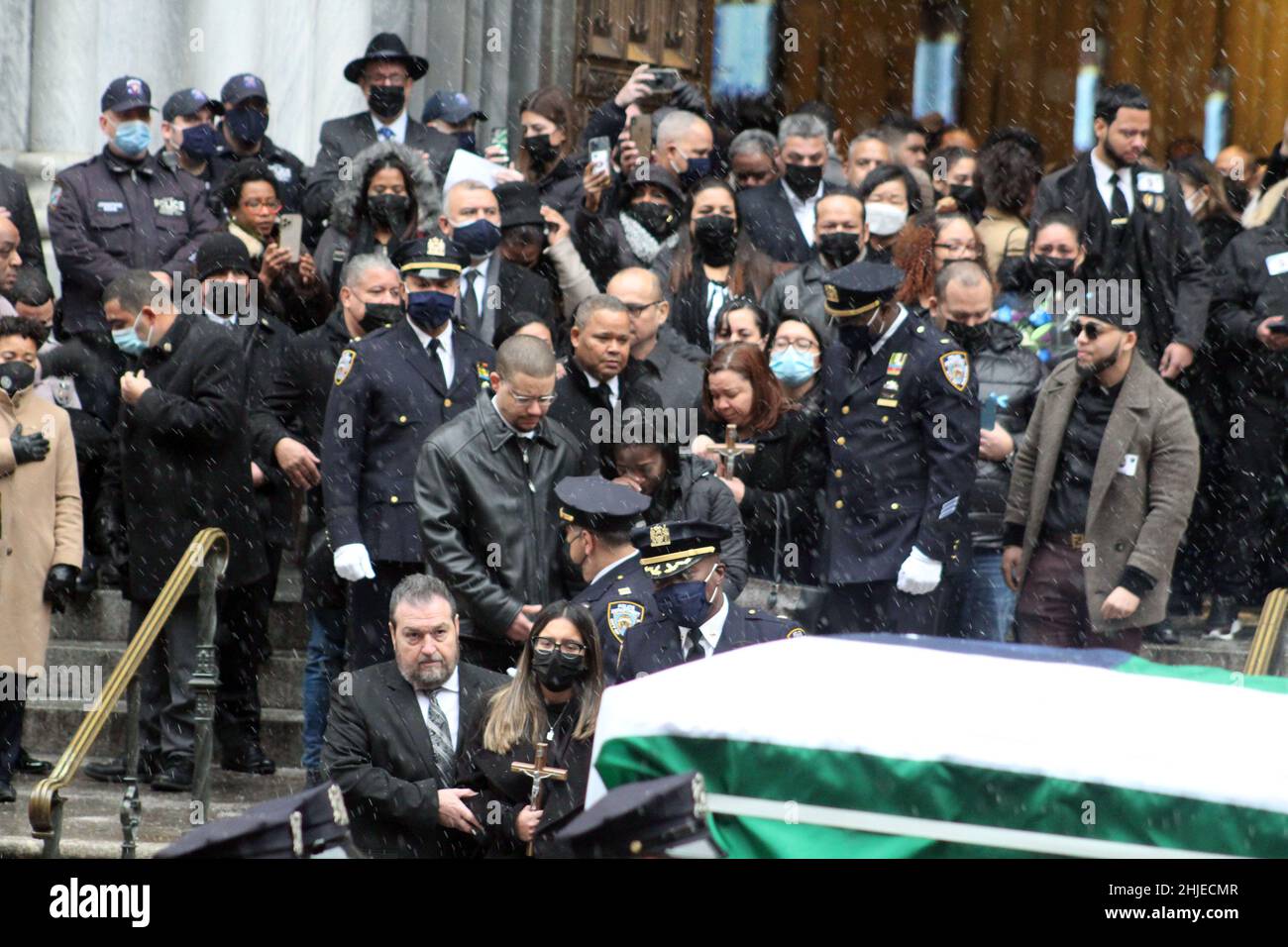 January 27, 2022, New York City, New York, USA: Under the snow and the ...