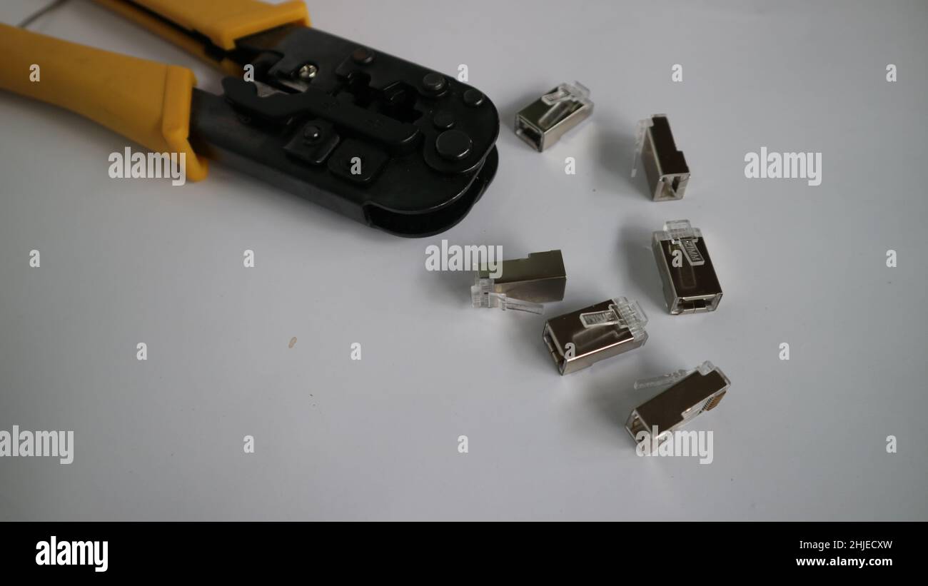 Crimp tool rj45 connector isolated hi-res stock photography and images ...