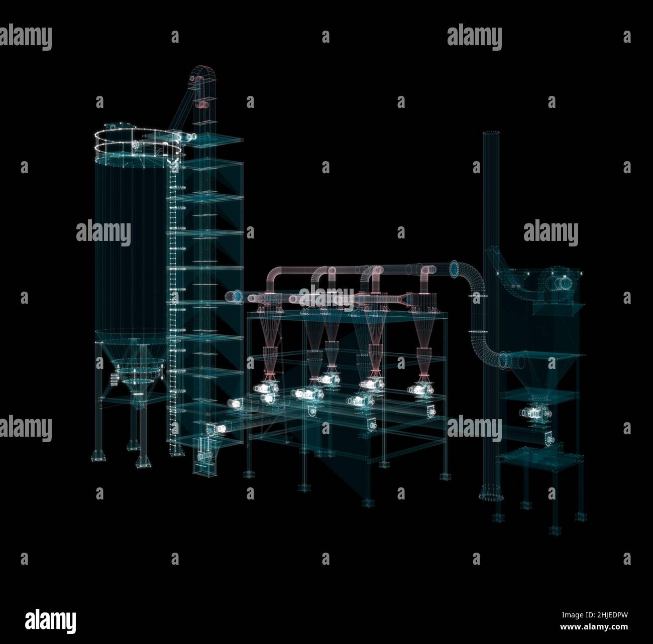 Particle hologram industrial equipment, valves, pipes and sensors Stock ...