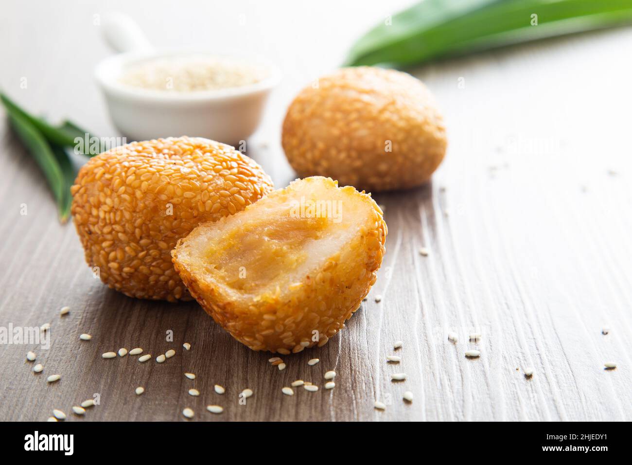 Traditional asian dessert, sesame ball Stock Photo - Alamy