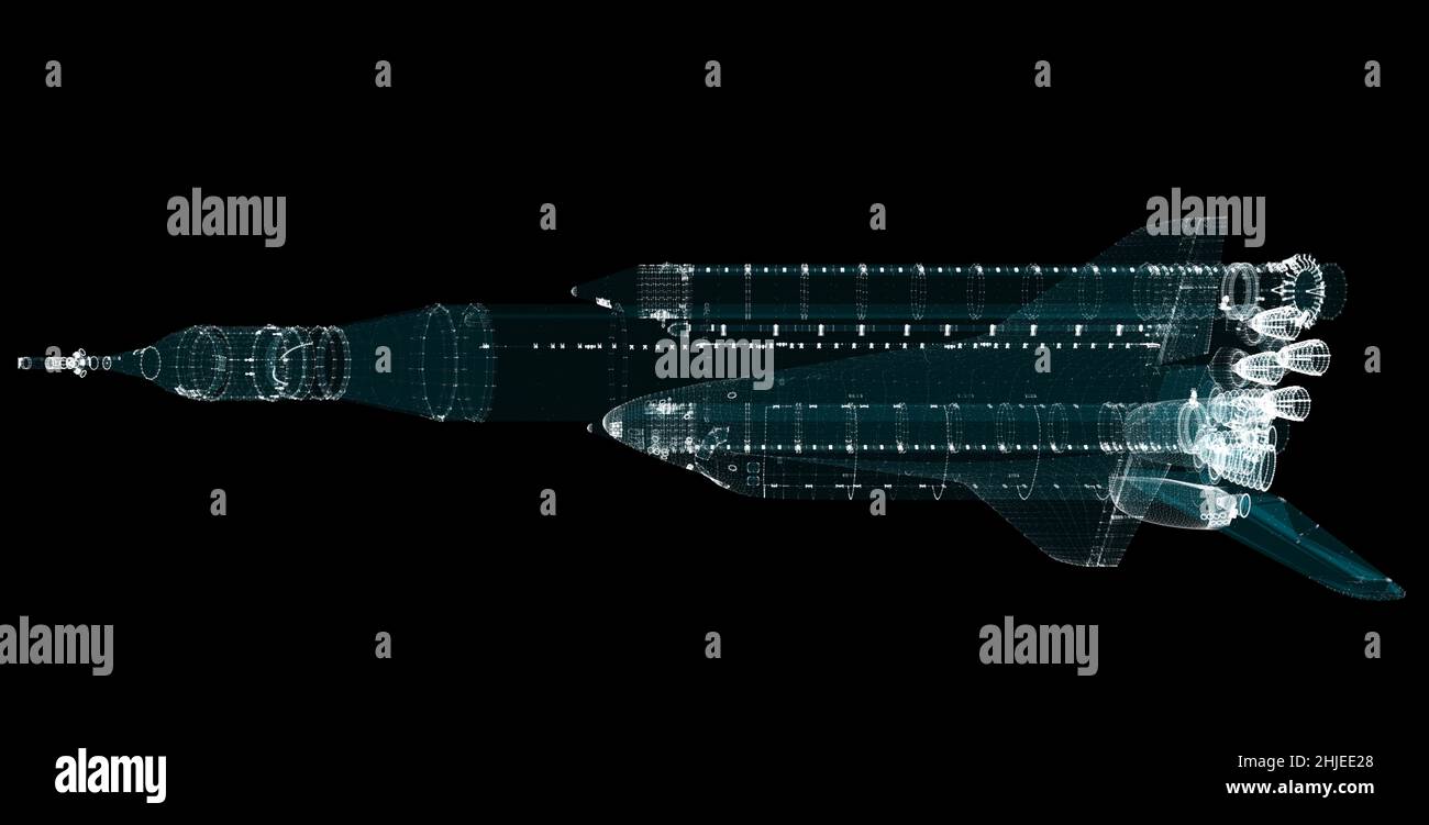 Abstract space rocket and shuttle. All of the particles Stock Photo - Alamy