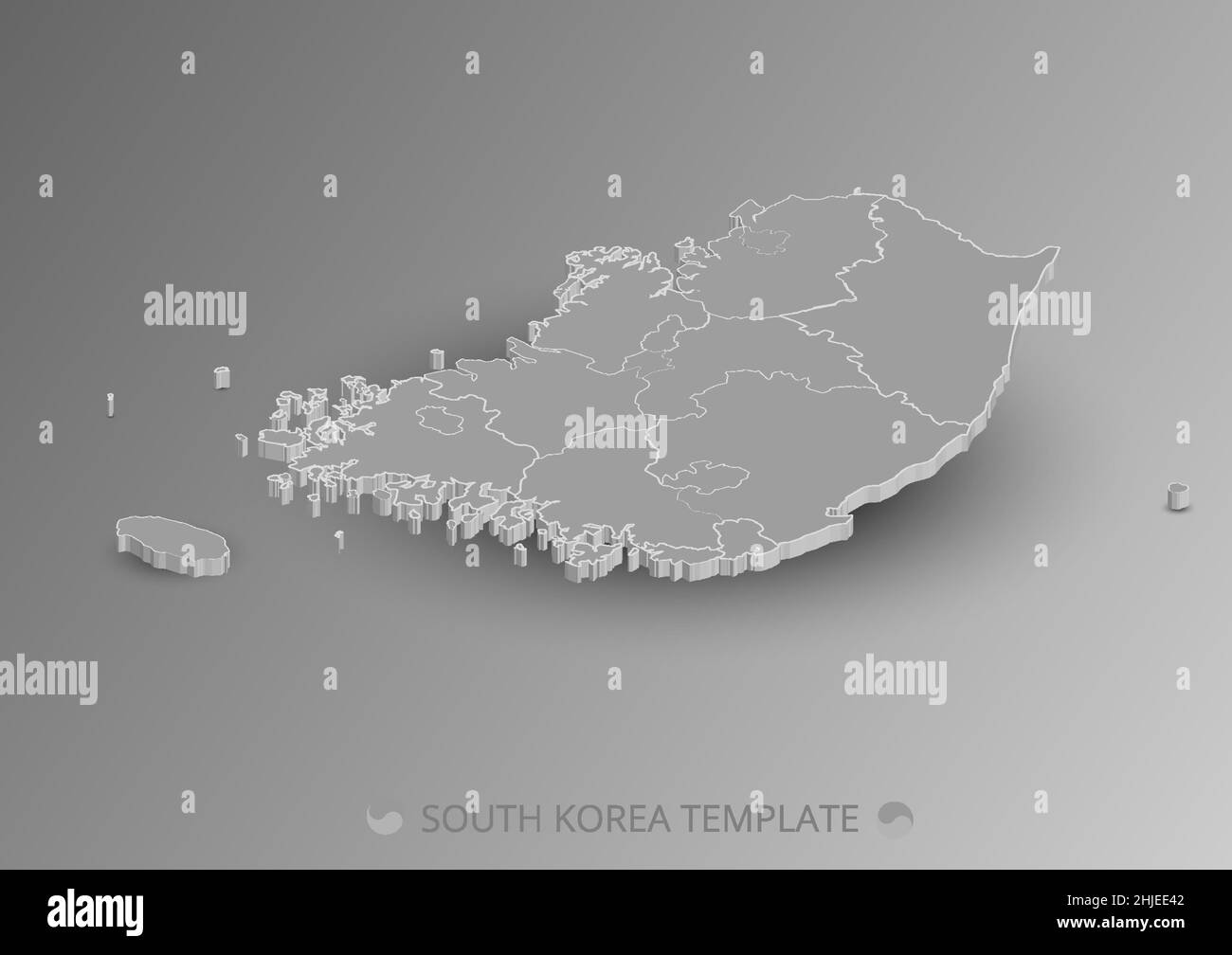 Isometric South Korea map. Korea map with border vector template ...