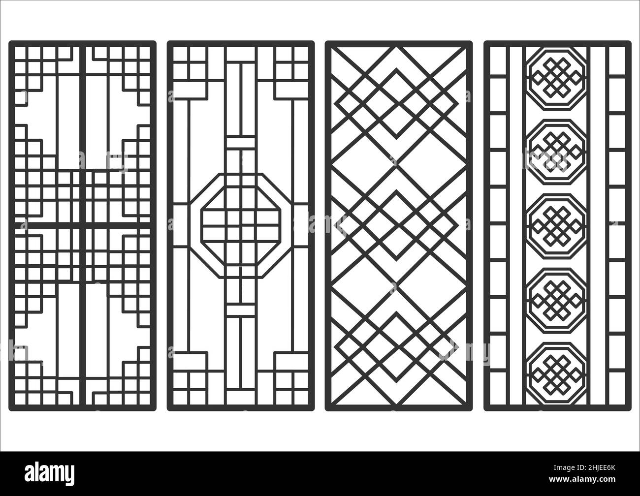 Traditional korean ornament frame pattern. Set of door and window ...
