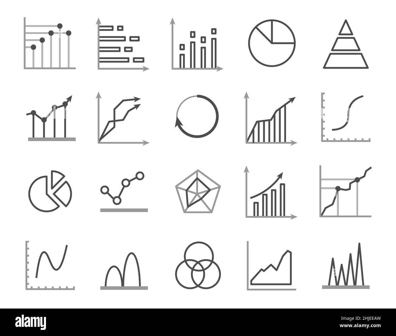 Set of business graph icon, Color object statistics finance ...