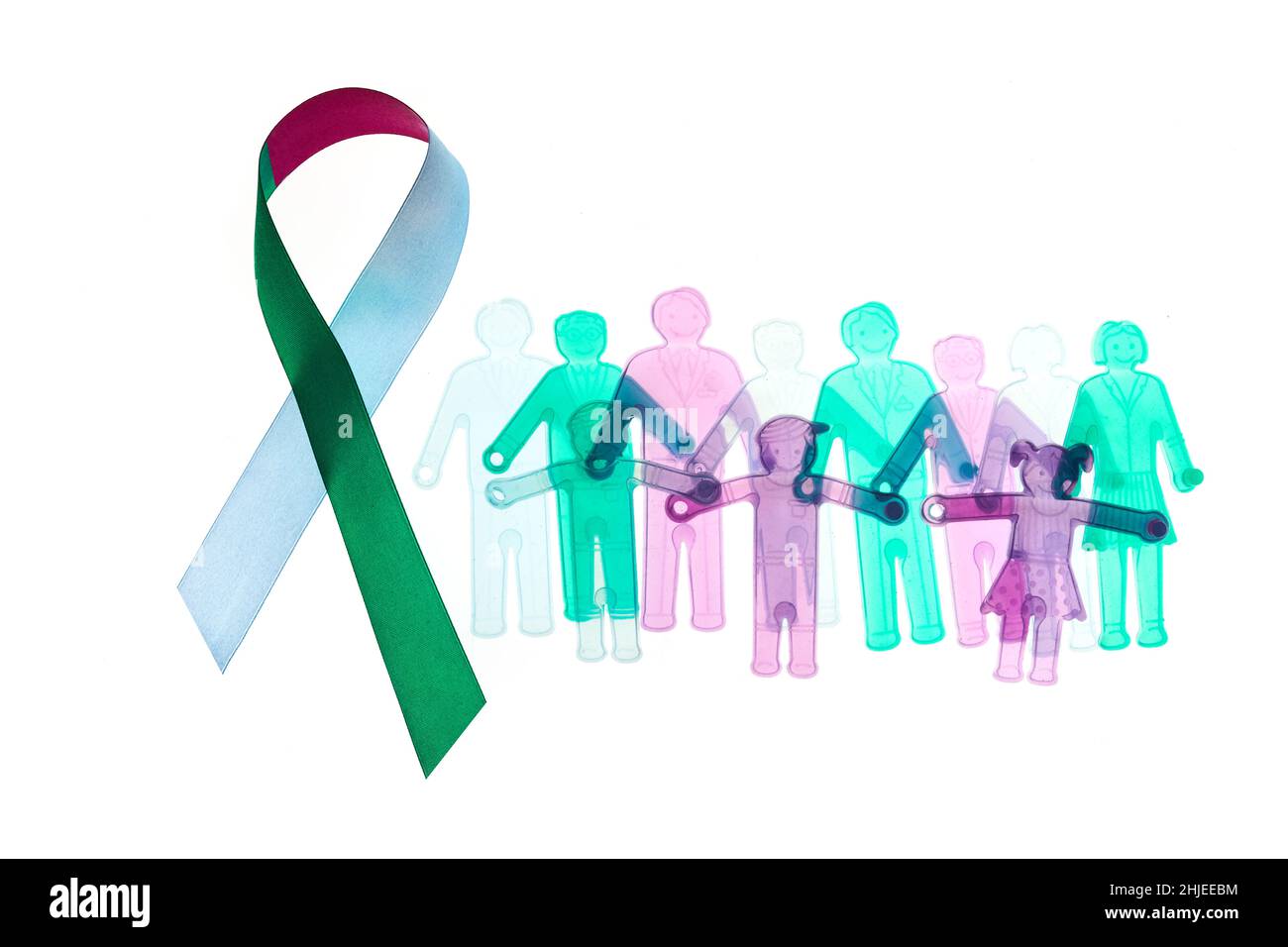 Rare Disease Day Background. Colorful awareness ribbon with group of ...