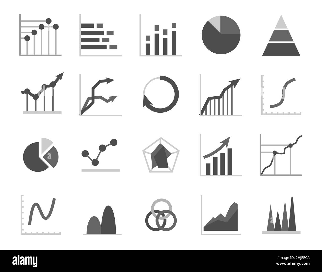 Set of business graph icon, Color object statistics finance ...