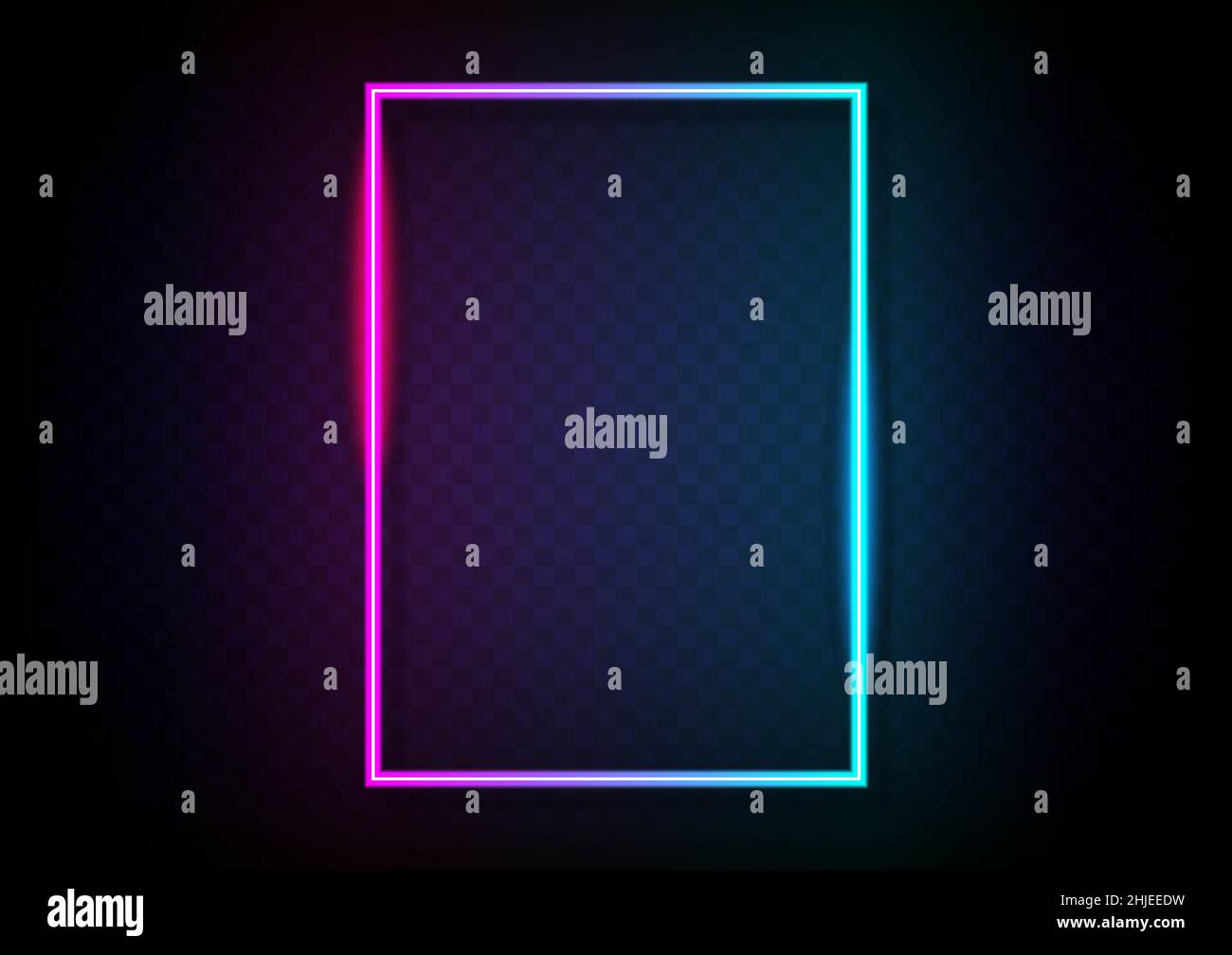 Neon vertical rectangle framer. Pink to blue gradient isolated on ...