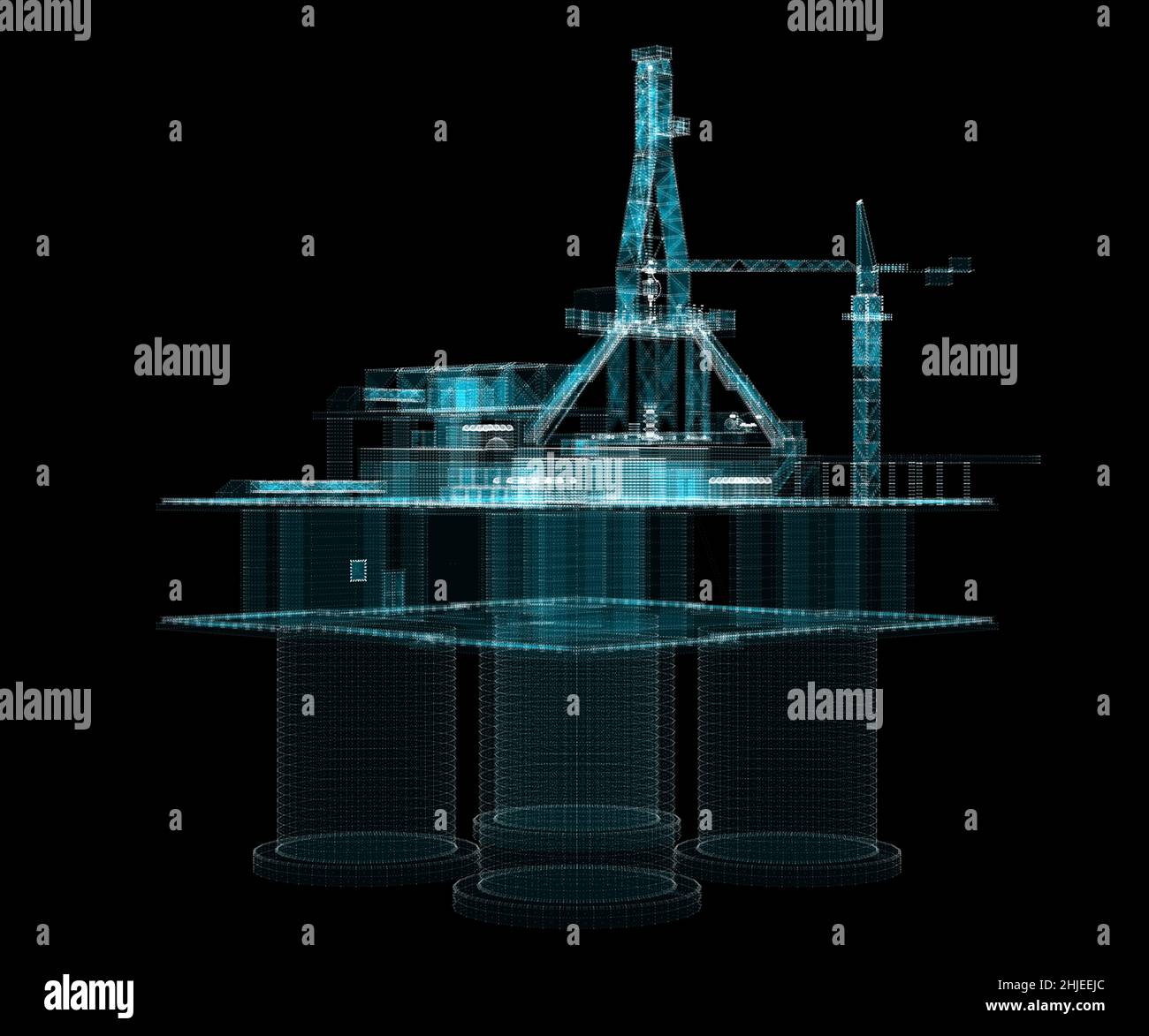 3d hologram of offshore oil platform of particles Stock Photo - Alamy