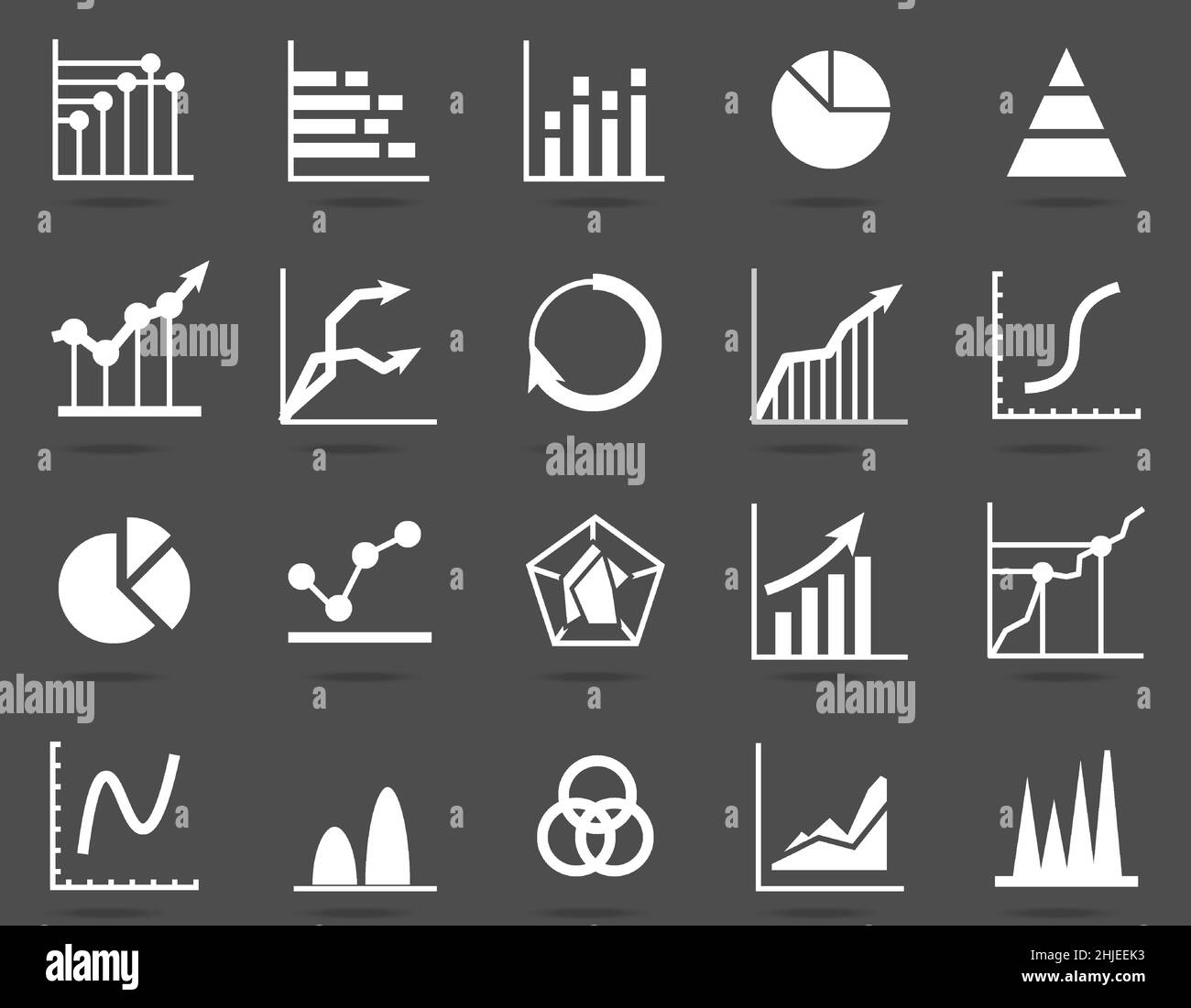 Set of business graph icon, Color object statistics finance ...