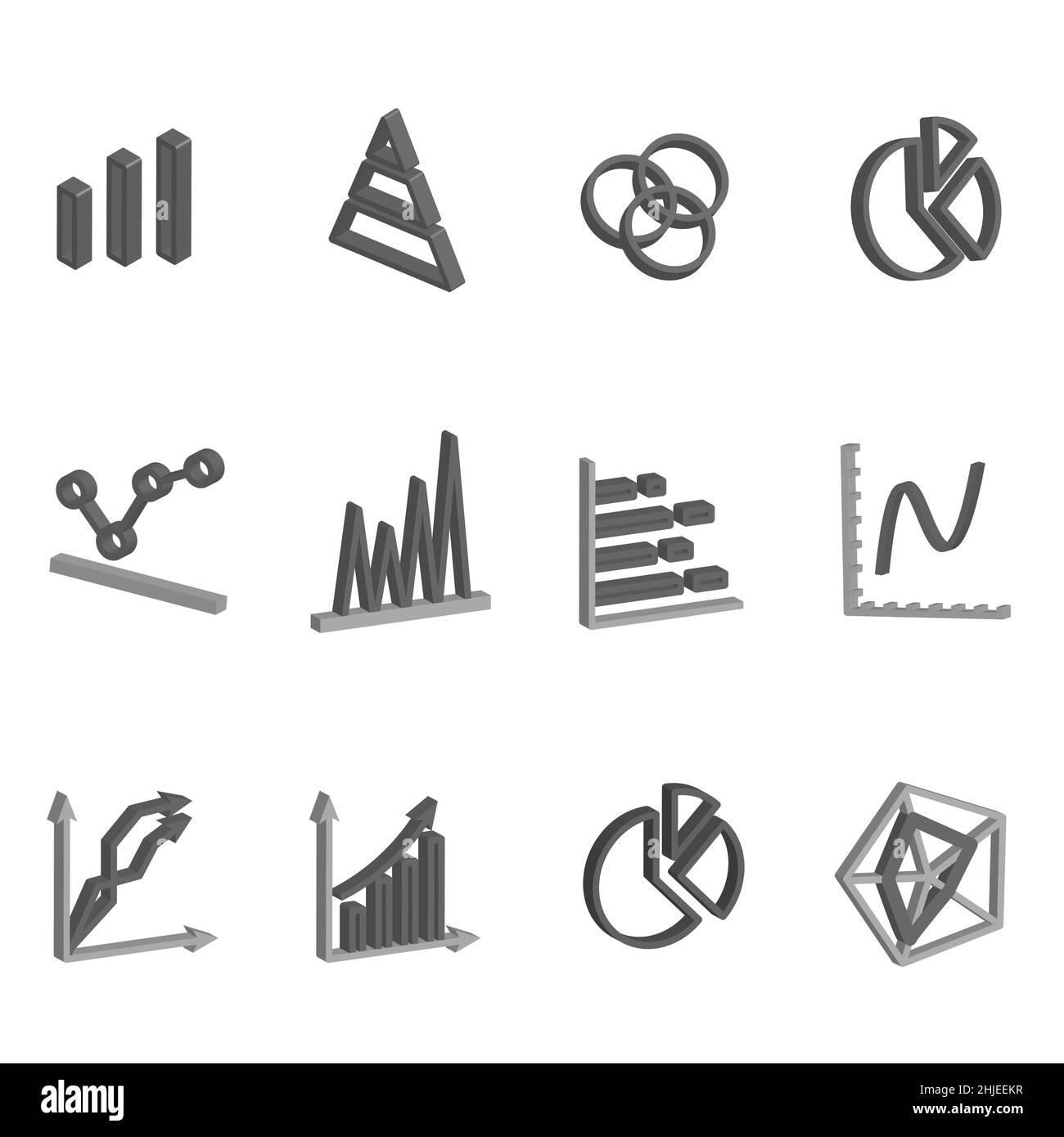 Set of business graph icon, Color object statistics finance ...