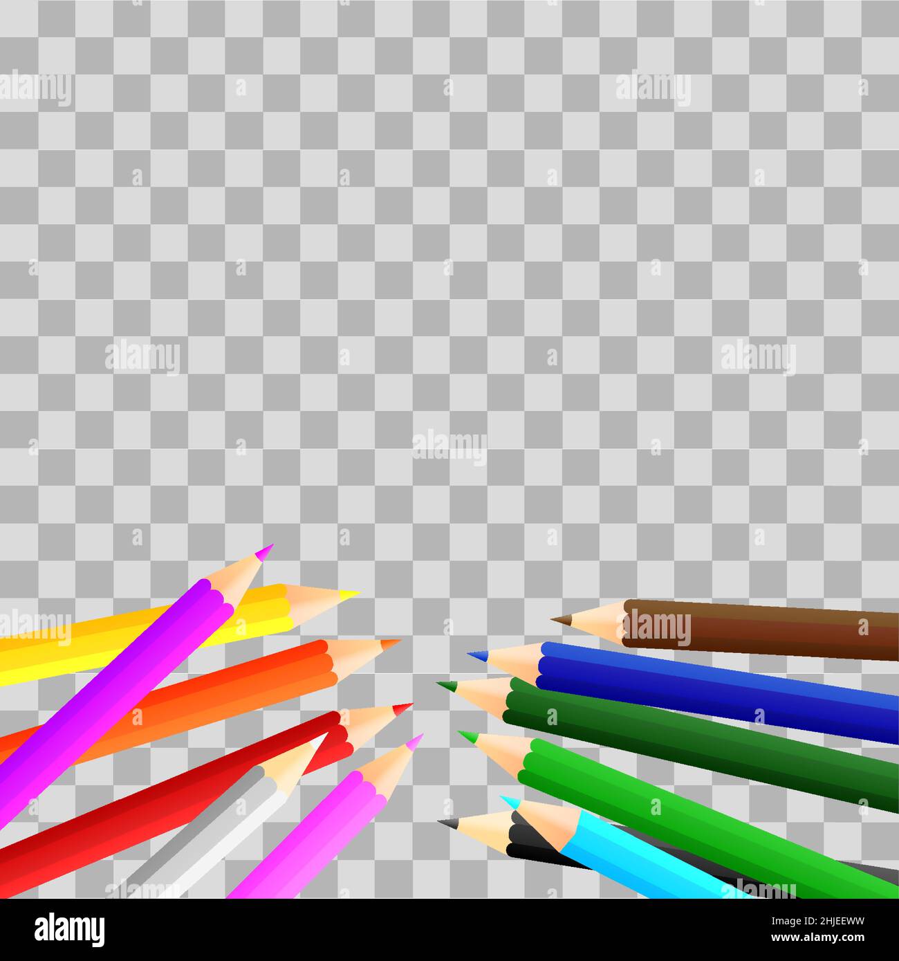 Set of colored pencil collection. Crayons vector on transparent ...